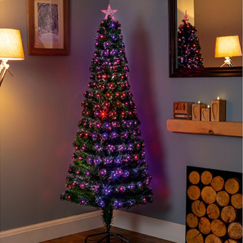 Premier 1.2m Slim Colour Change LED Star Fibre Optic Tree — Newbank ...
