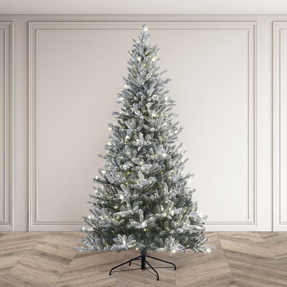 BOSK Prelit 7.5ft Frosted Dalton Fir Artificial Christmas Tree ...
