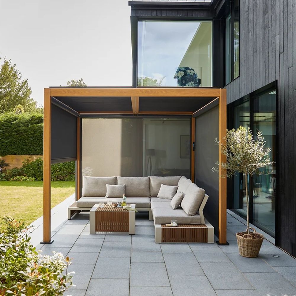 Royce Cube Pergola 4mx3m Wood Effect | Newbank Garden Centre