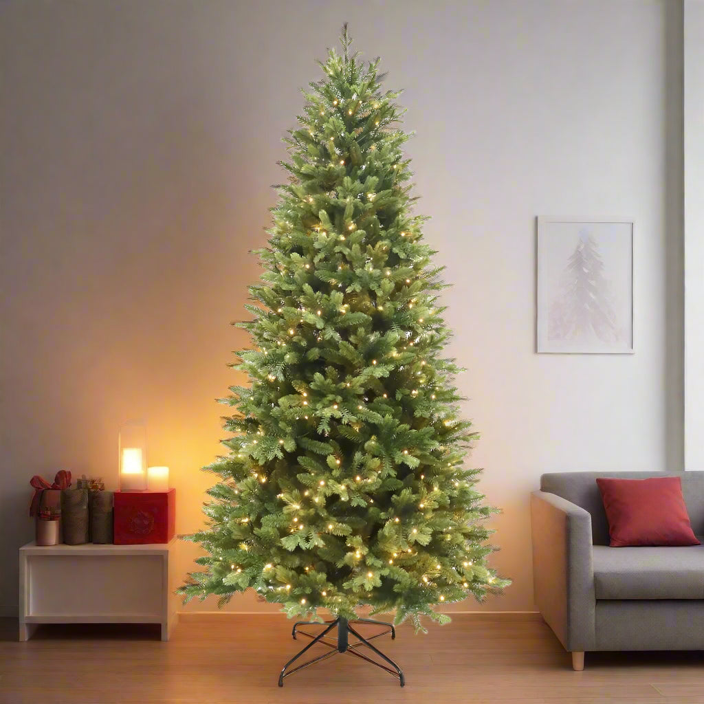 Puleo Belmont Green Slim Prelit Artificial Christmas Tree — Newbank ...
