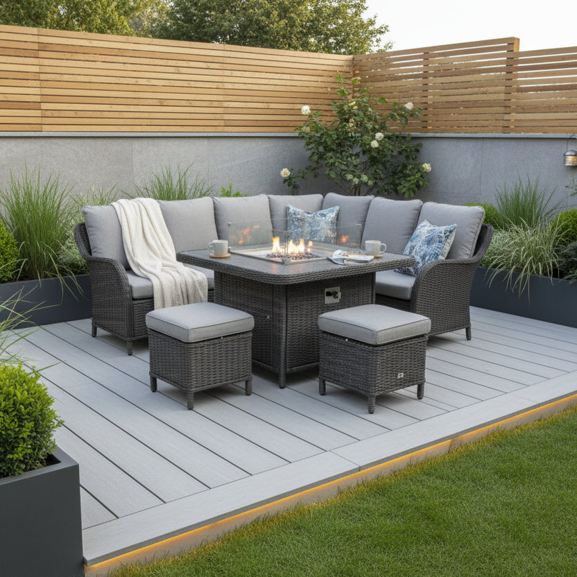 Supremo Cassano Oatmeal Mini Modular Set with Firepit Table | Newbank ...