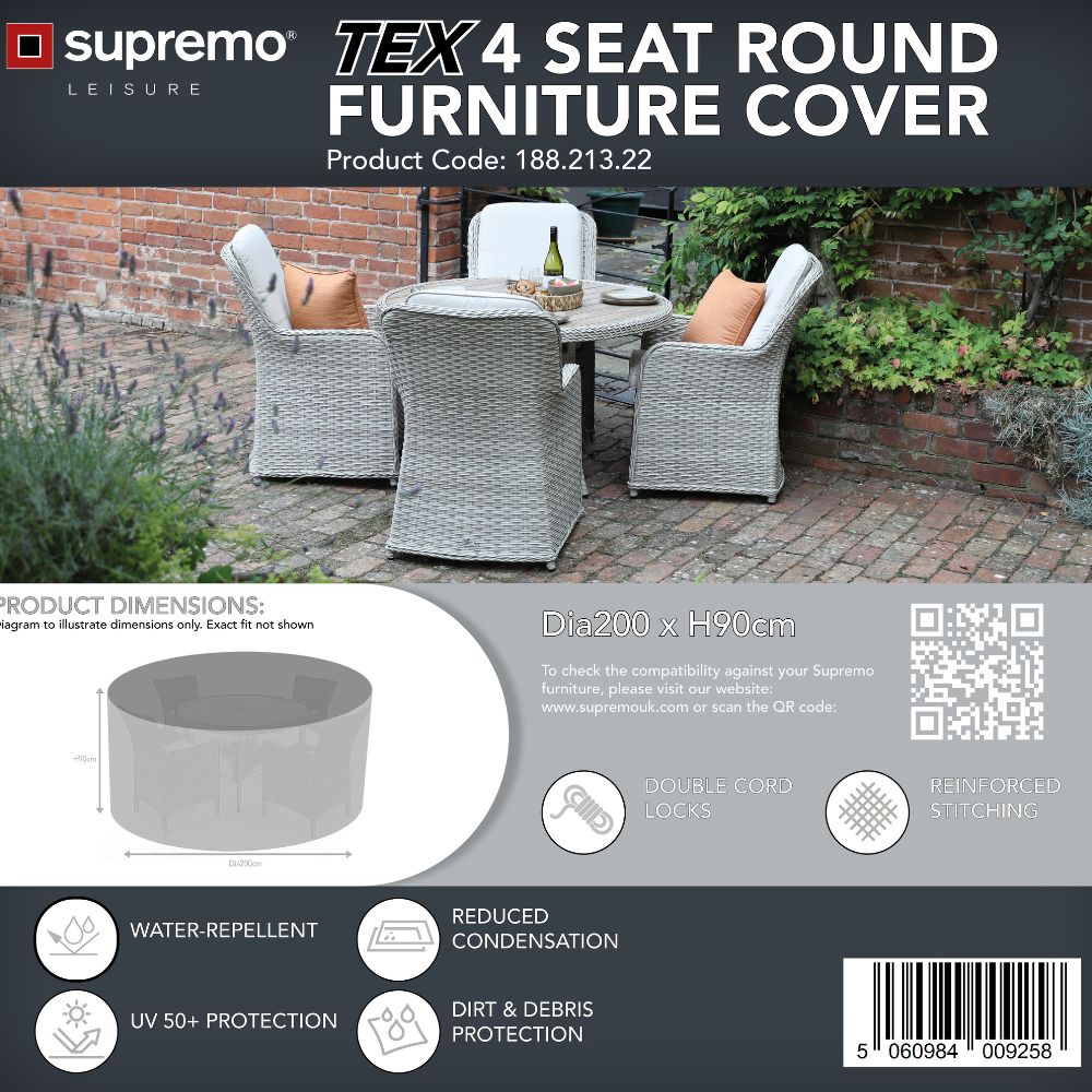 Supremo TEX 4 Seat Round Cover | Newbank Garden Centre
