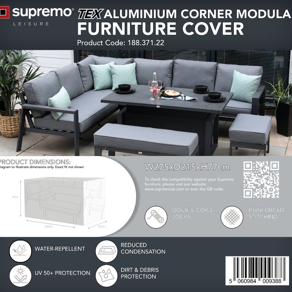 Supremo TEX Aluminium Corner Set Furniture Cover — Newbank Garden Centre