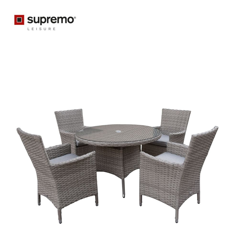 Supremo Tivoli Beige 4 Seat Round Dining Set | Newbank Garden Centre