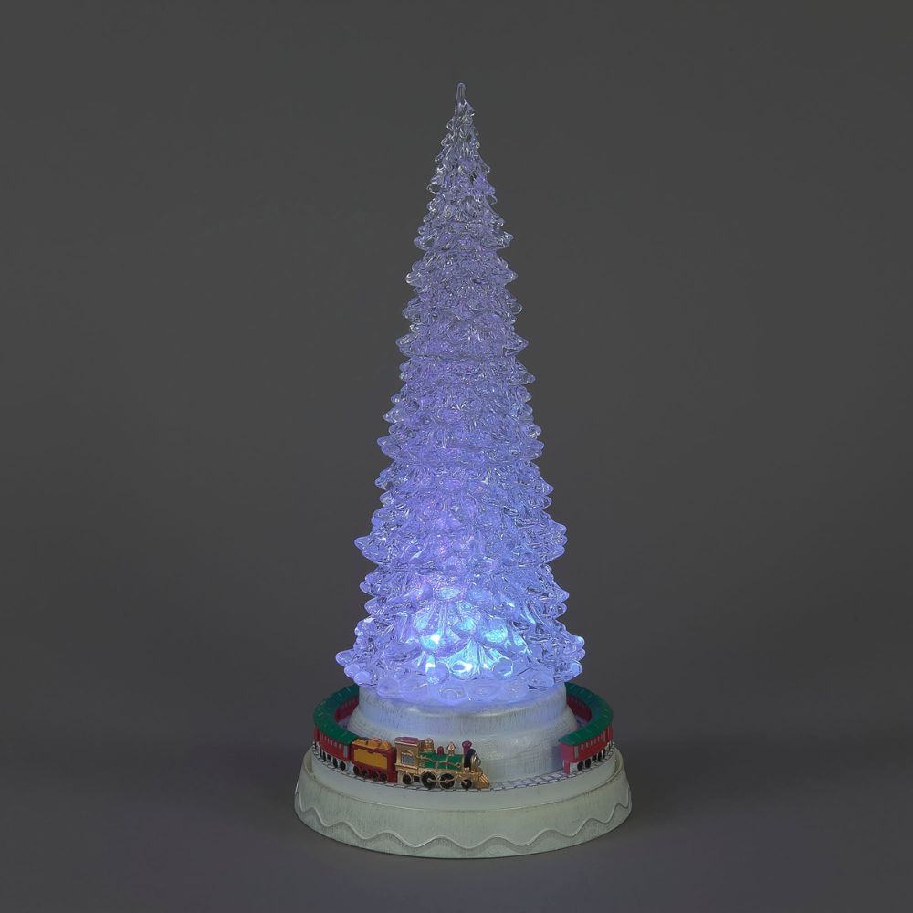 Snowtime Water Lantern Tree With Moving Train — Newbank Garden Centre