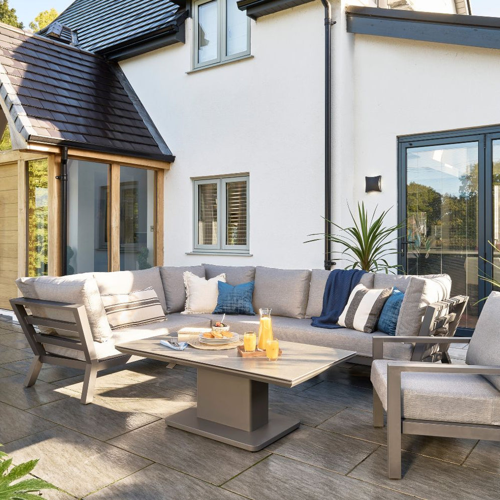 Life Timber Lounge Corner High Arm Grey | Newbank Garden Centre